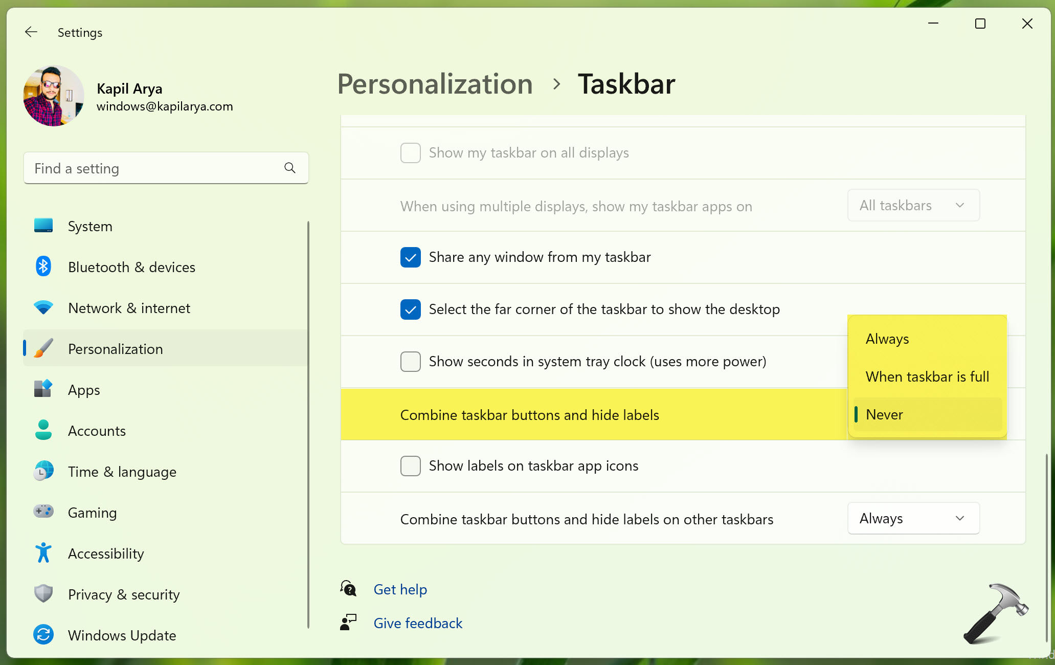 How to never combine taskbar buttons in Windows 11 How to never combine taskbar buttons in Windows 11