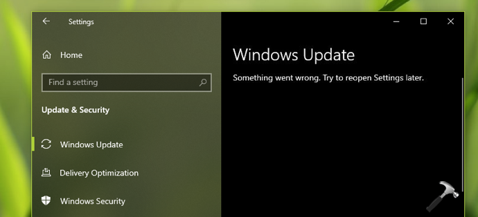 Something went wrong, Try to reopen Settings later Something went wrong, Try to reopen Settings later