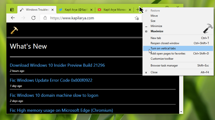 Enable/Disable Vertical Tabs in Microsoft Edge (Chromium) Enable/Disable Vertical Tabs in Microsoft Edge (Chromium)